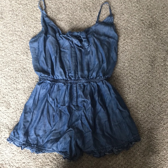 Target | Pants & Jumpsuits | Small Denim Tie Front Romper | Poshmark